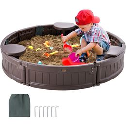 Vevor - Sandkasten mit Abdeckung, runder Sandkasten, HDPE-Sandgrube mit 3 Ecksitzen & Bodenauskleidung, Kindersandkasten für Garten, Strand, für