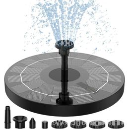 Solar Springbrunnen für Außen Verbesserter, Solarbrunnen für Draussen mit 6 Sprüh Effekten, Solar Teichpumpe Solar Schwimmender Fontäne Pumpe für