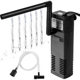 Aquarium-Wasserdurchflussfilter, 3 w, 300 l/h, interner Aquariumfilter, 40 l Aquarium-Pumpenfilter mit Filterschwämmen für Fische - Sollbry