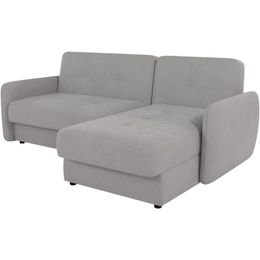 Modernes Ecksofa David mit Schlaffunktion aus Silber Mikrofaser