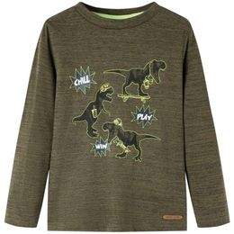 Kinder-Langarmshirt Dunkles Khaki Melange 128