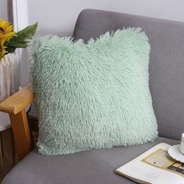 4er Set kissenbezüge Künstlich Pelz Fellkissen Dekorative Deko Kissen Kuschelkissen Flauschig Sofakissen Weich Plüschkissen für Sofa 40x40 cm - Grün