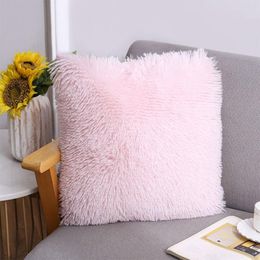 4er Set kissenbezüge Künstlich Pelz Fellkissen Dekorative Deko Kissen Kuschelkissen Flauschig Sofakissen Weich Plüschkissen für Sofa 40x40 cm - Rosa