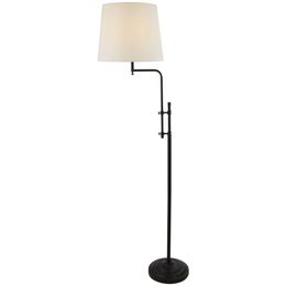 Licht-Erlebnisse - Stehleuchte Metall Stoff E27 158 cm Schwarz Natur Rustikal Stehlampe