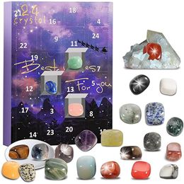 Adventskalender 2024 Kristalle für Kinder, 24 Natürlichen Kristalle Mineralien Edelsteine Weihnachten Countdown Adventskalender - Lycxames