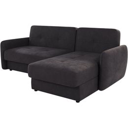 Modernes Ecksofa David mit Schlaffunktion aus Graphit Mikrofaser