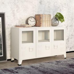 Bonnevie - Industrial Sideboard,Kommode,Küchenschrank,Aufbewahrungsschrank Weiß 105x35x62 cm Metall und Glas CFW853699