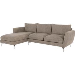 Modernes Ecksofa Lisa mit Metall Füßen, Dunkelbeige Microfaser