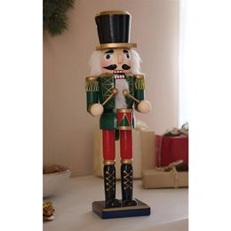 Dekofigur Nussknacker 'Trommel' aus Holz, 30cm hoch, traditionelle Weihnachtsdeko, Weihnachtsfigur