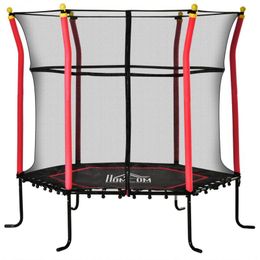 HOMCOM - Kinder Trampolin Ø163,5 cm, Indoor Trampolin mit Sicherheitsnetz Randabdeckung Gummiseil, Kindertrampolin bis 50 kg, für Kinder 3-10 Jahre