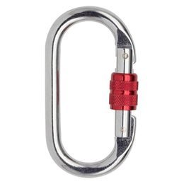 2 Stück 25kn Kletterkarabiner, Edelstahlkarabiner O-Lock-Karabiner mit Spannschlössern, geeignet zum Klettern, Abseilen, Hängematte, Rot