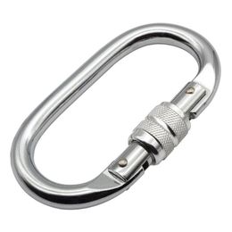 2 Stück 25kn Kletterkarabiner, Edelstahlkarabiner O-Lock-Karabiner mit Spannschlössern, geeignet zum Klettern, Abseilen, Hängematten