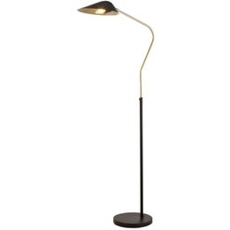 Licht-Erlebnisse Stehleuchte Metall E27 verstellbar 183 cm hoch in Gold Schwarz matt Retro Design