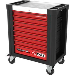 KSTools PERFORMANCEplus P10 schwarz/rot Werkstattwagen mit 8 Schubladen