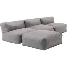 Modulares Ecksofa mit 3 Sesseln und 1 grauem Hocker - Mixi