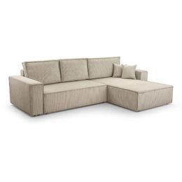 Ecksofa mangussi mini in L-Form Schlaffunktion Bettkasten PSO100 Beige - Furnix