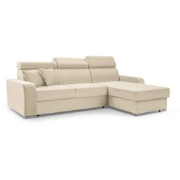 Ecksofa frusccio in L-Form Schlaffunktion Bettkasten PS2 Beige - Furnix