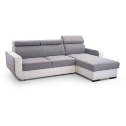 FURNIX Ecksofa IMPERISIO in L-Form Schlaffunktion Bettkasten IN91 + MA920 Grau Weiß