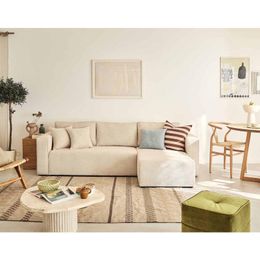 Topaze - ecksofa beidseitig montierbar - 4-sitzer - schlaffunktion und bettkasten - aus strukturiertem samt - beige