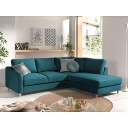 Lisa Design - Will - ecksofa rechts - schlaffunktion - 5 sitzplätze - aus stoff - entenblau