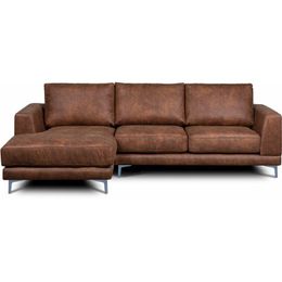 Holco Modernes bequemes Ecksofa auf Metallbeinen, 3/4 Sitzer, braun - Konsimo