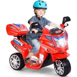 Goplus - 6V Elektro Kindermotorrad mit 3 Raedern, Elektromotorrad inkl. Licht & Pedal & Aufbewahrungskiste & Musik, Elektro-Dreirad für Kinder von 3