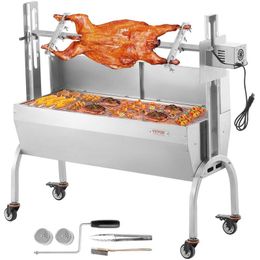 Vevor - Lammgrill, Spanferkelgrill, Spießbratengrill, 90 kg rollbarer BBQ-Holzkohle-Spießgrill für Schwein, Lamm, Ziege, elektrischer 52-W-Motor,