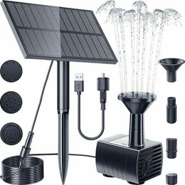 Solarpumpe für den Außenbereich, Solarwasser-Gartenbrunnen, 1,5 W, verbesserte Solarbrunnen-Teichpumpe mit Pfahl, solarbetriebene Brunnenwasserpumpe