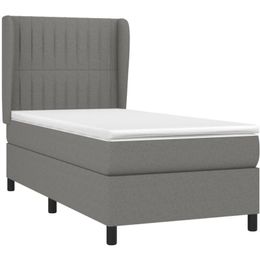 Boxspringbett mit Matratze Dunkelgrau 90x200 cm Stoff vidaXL