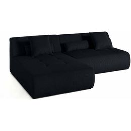 Onyx - 4-sitzer modulares ecksofa beidseitig montierbar - cord - schwarz