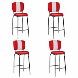 4er Set Barhocker American Diner 50er Jahre Retro Barstuhl, Sitzfläche mit Rücken-Lehne, Fußstütze, Sitzhöhe 76 cm - FineBuy