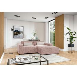 Polstercouch in L-Form rolia Ecksofa mit Kissen EM2-1 Rosa - Furnix