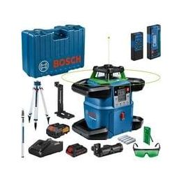 Bosch Akku-Rotationslaser GRL 650 CVHG Professional, 18Volt, mit Baustativ blau, Akku ProCORE18V 4,0Ah, Koffer, gr&uuml;ne Laserlinie