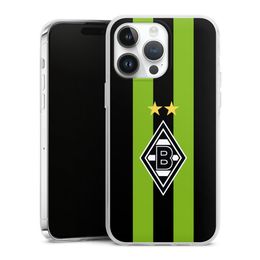 DeinDesign iPhone 14 Pro Max Handy Silikon H&uuml;lle Case transparent Handyh&uuml;lle Stripes Borussia M&ouml;nchengladbach Gladbach Silikon Case