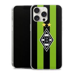 DeinDesign iPhone 15 Pro Max Handy Silikon H&uuml;lle Case transparent Handyh&uuml;lle Stripes Borussia M&ouml;nchengladbach Gladbach Silikon Case