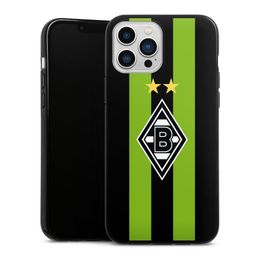 DeinDesign iPhone 13 Pro Max Handy Silikon H&uuml;lle Case schwarz Handyh&uuml;lle Stripes Borussia M&ouml;nchengladbach Gladbach