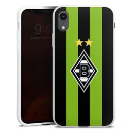 DeinDesign iPhone Xr Handy Silikon H&uuml;lle Case wei&szlig; Handyh&uuml;lle Stripes Borussia M&ouml;nchengladbach Gladbach Silikon Case