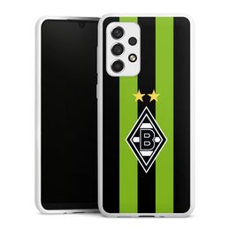 DeinDesign Galaxy A33 5G Handy Silikon H&uuml;lle Case wei&szlig; Handyh&uuml;lle Borussia M&ouml;nchengladbach Gladbach Stripes Silikon Case