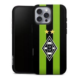 DeinDesign iPhone 16 Pro Max Handy Panzer Handyh&uuml;lle robuste Outdoor H&uuml;lle Schutzh&uuml;lle gl&auml;nzend Stripes Borussia M&ouml;nchengladbach Gladbach Tough Case