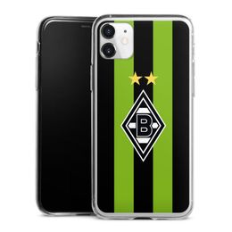 DeinDesign iPhone 11 Handy Slim Case Silikon Handyh&uuml;lle transparent H&uuml;lle extra d&uuml;nn Stripes Borussia M&ouml;nchengladbach Gladbach Silikon Slim Case