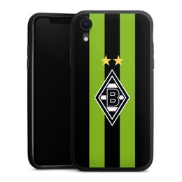 DeinDesign iPhone Xr Handy Premium Silikon H&uuml;lle Handyh&uuml;lle schwarz Case Stripes Borussia M&ouml;nchengladbach Gladbach Silikon Premium Case