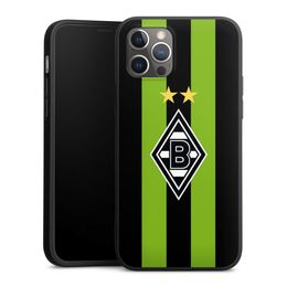 DeinDesign iPhone 12 Pro Handy Premium Silikon H&uuml;lle Handyh&uuml;lle schwarz Case Stripes Borussia M&ouml;nchengladbach Gladbach Silikon Premium Case