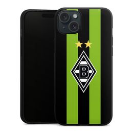 DeinDesign iPhone 15 Plus Handy Premium Silikon H&uuml;lle Handyh&uuml;lle schwarz Case Stripes Borussia M&ouml;nchengladbach Gladbach Silikon Premium Case