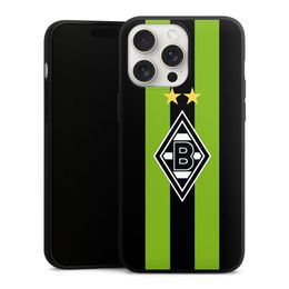 DeinDesign iPhone 15 Pro Max Handy Premium Silikon H&uuml;lle Handyh&uuml;lle schwarz Case Stripes Borussia M&ouml;nchengladbach Gladbach Silikon Premium Case