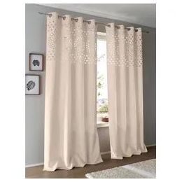 Vorhang Heine HOME Gardinen Gr. 245cm, Ösen, Ösen, 135cm, beige (ecru)