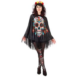 Exclusive Design by buttinette buttinette Poncho "La Catrina", schwarz