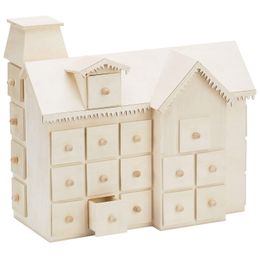 buttinette Adventskalender "Haus" aus Holz, 33 x 17 x 29 cm