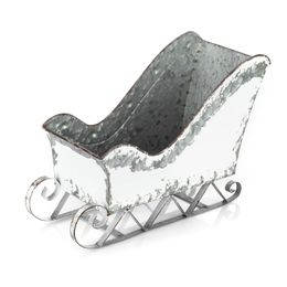 buttinette Metall-Schlitten, weiß-silber, 33 x 15 cm