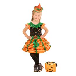 buttinette Kinderkleid "Kürbishexe", orange/grün