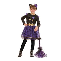 buttinette Kinderkleid "Katze", lila/schwarz